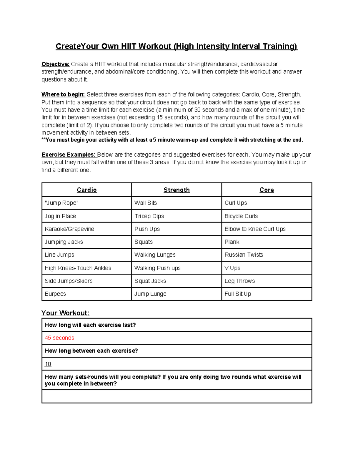 Design Your Custom HIIT Workout Plan (Fitness Course 101) - Studocu