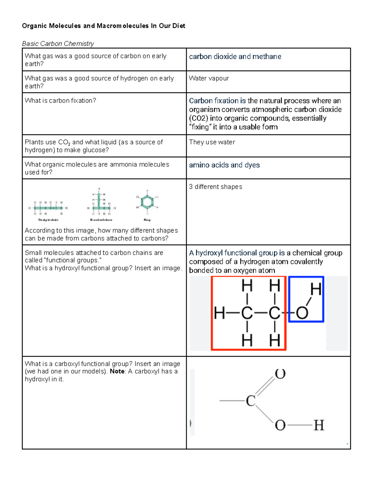 Organic Molecules & Macromolecules in Our Diet - F25 Study Guide - Studocu