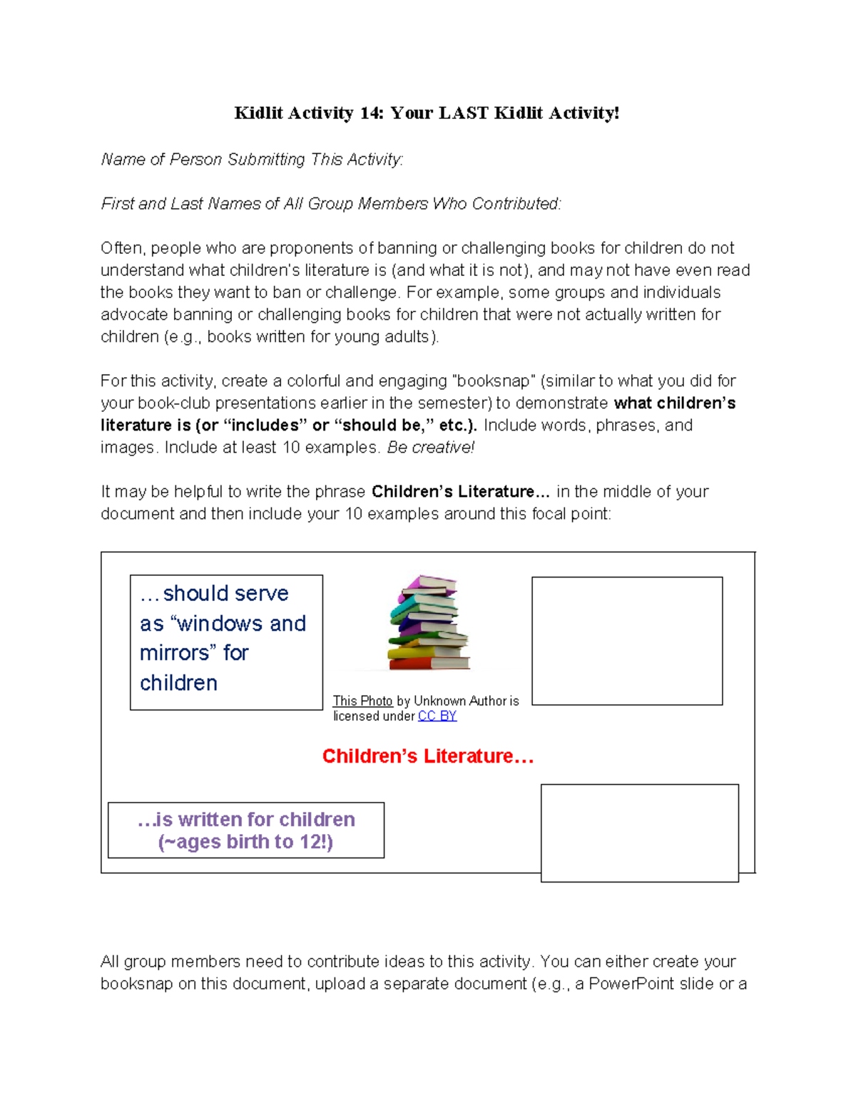 Kidlit Activity 14: Understanding Literature for Children - Studocu
