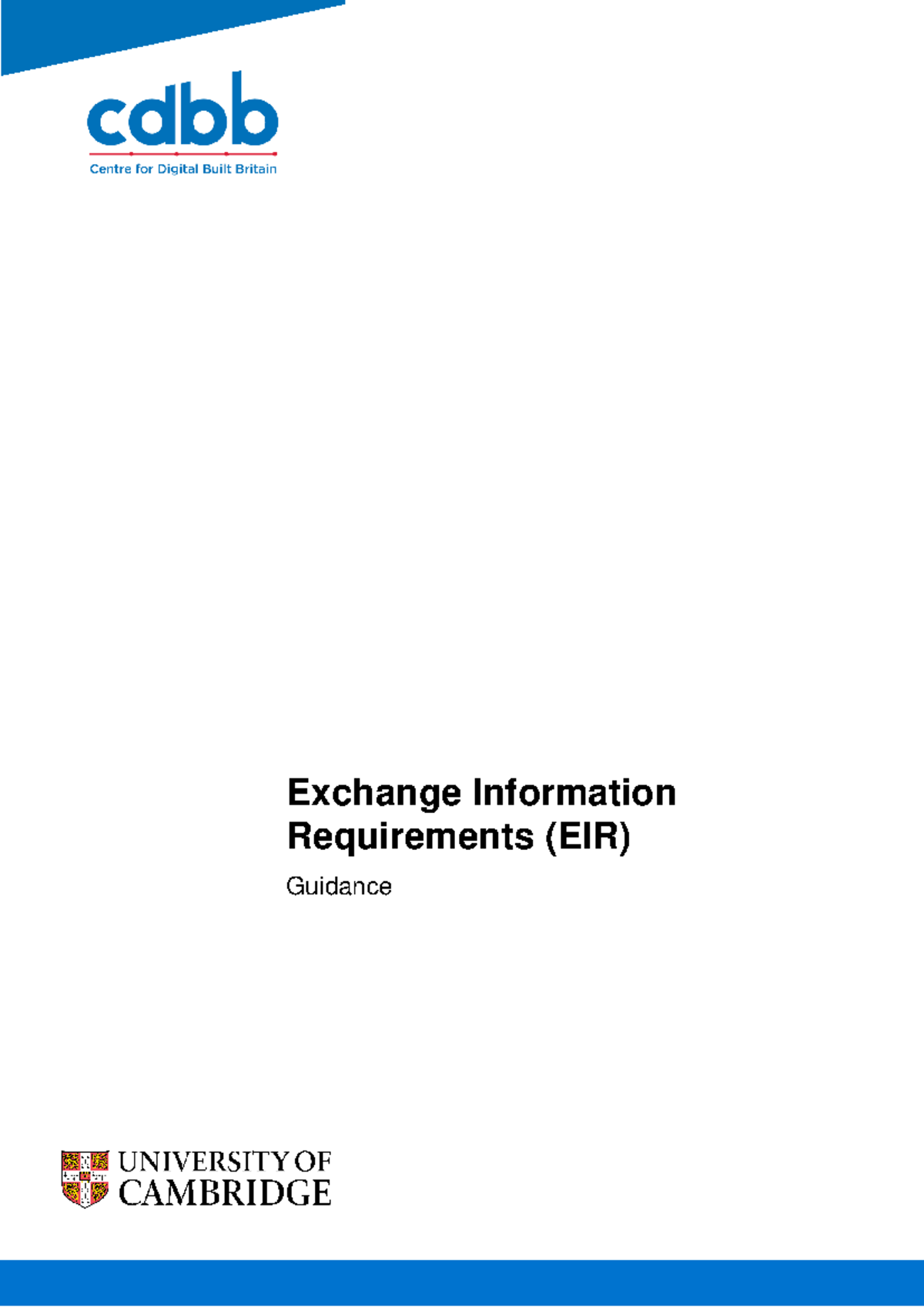 BIM Toolkit Exchange Information Requirements (EIR) Guidance Document ...