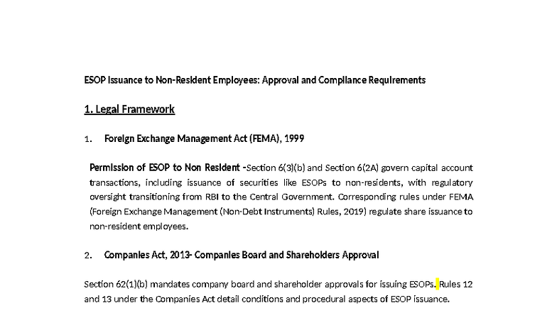 ESOP Legal Triggers: Approval & Compliance Under FEMA & Companies Act ...