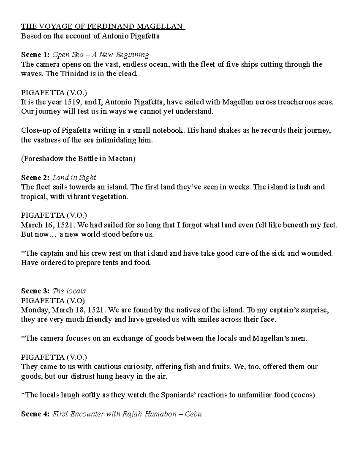 Voyage of Magellan: Script Analysis of Ferdinand Magellan's Journey - Studocu