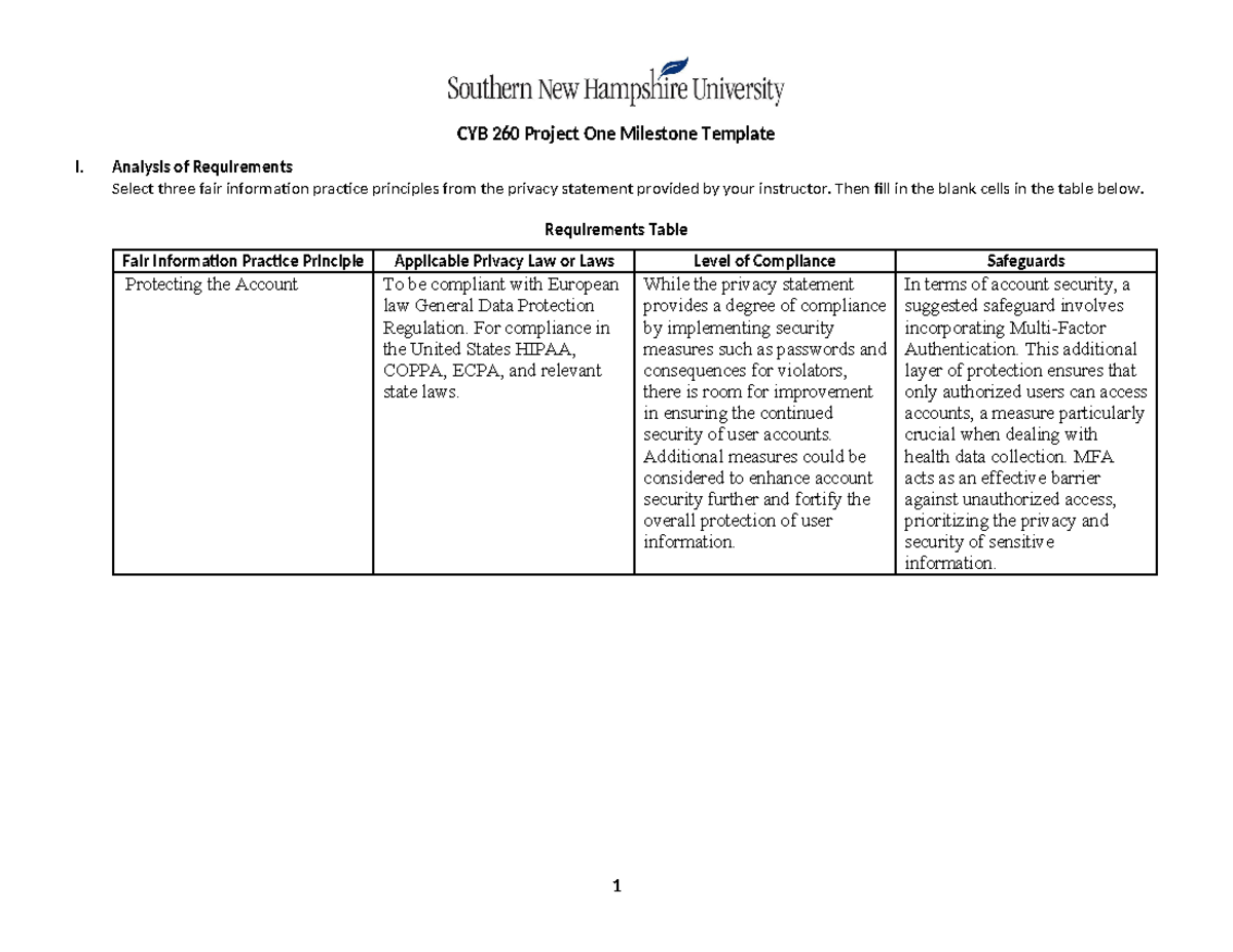 CYB 260 Project One Milestone Justin Osuch - CYB 260 Project One ...