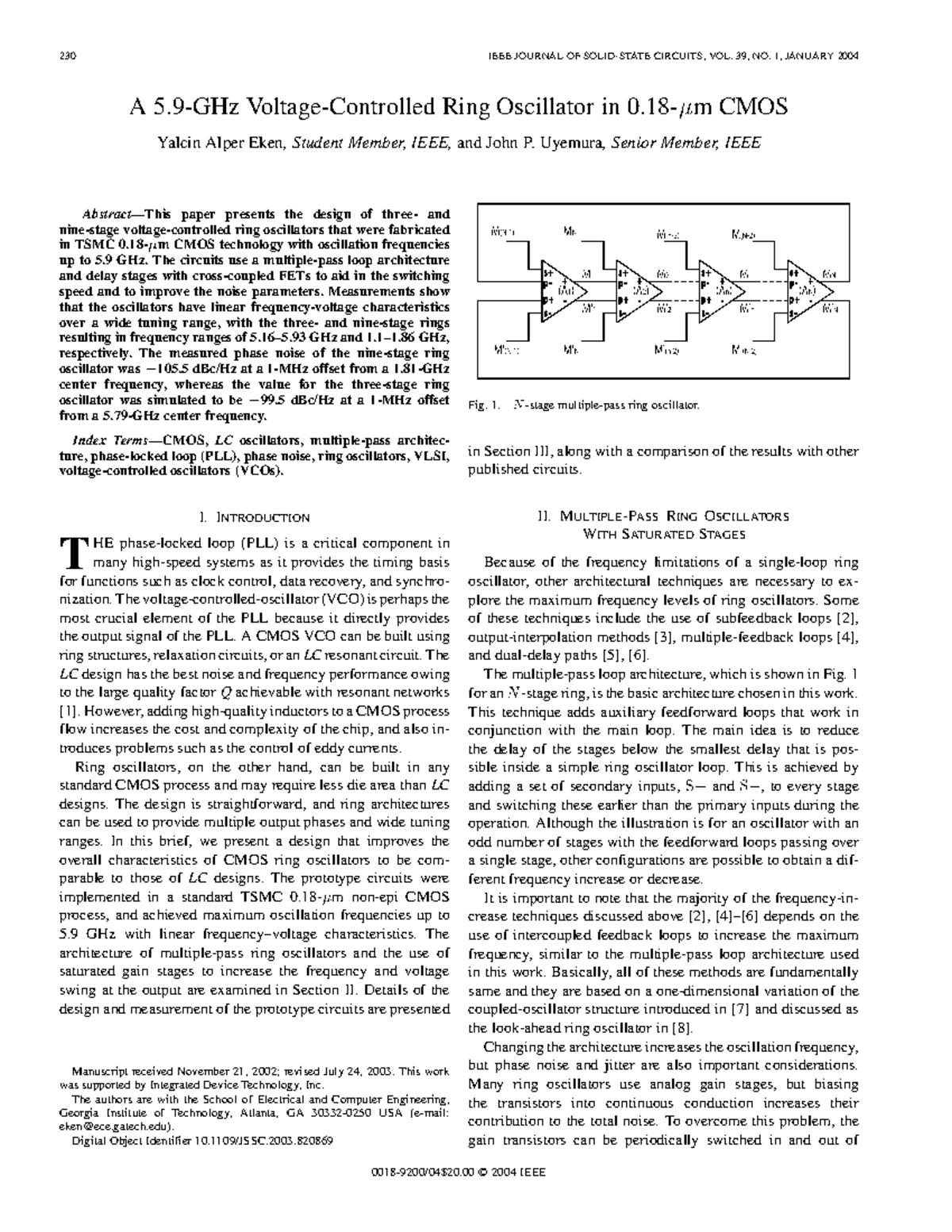 A 5 GHz Voltage-Controlled Ring Oscillator in 0.18 µm CMOS Technology ...