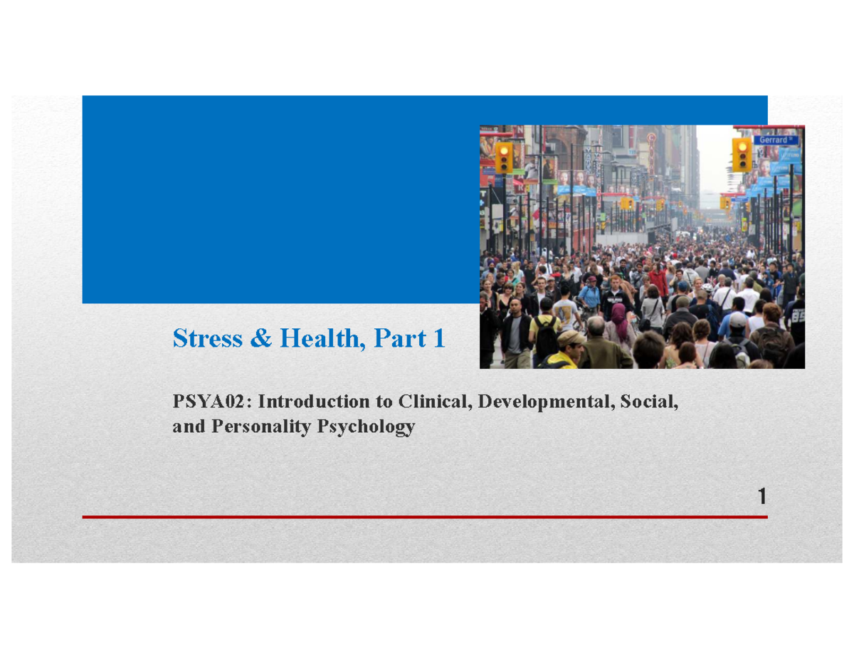 Stress and Health: PSYA02 Lecture Notes on Coping Mechanisms - Studocu