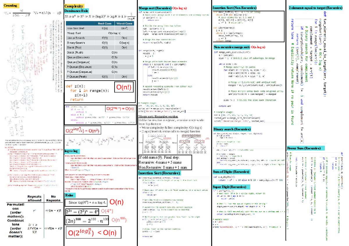 Midterm Cheatsheet: Counting Complexity & Sorting Algorithms - Studocu