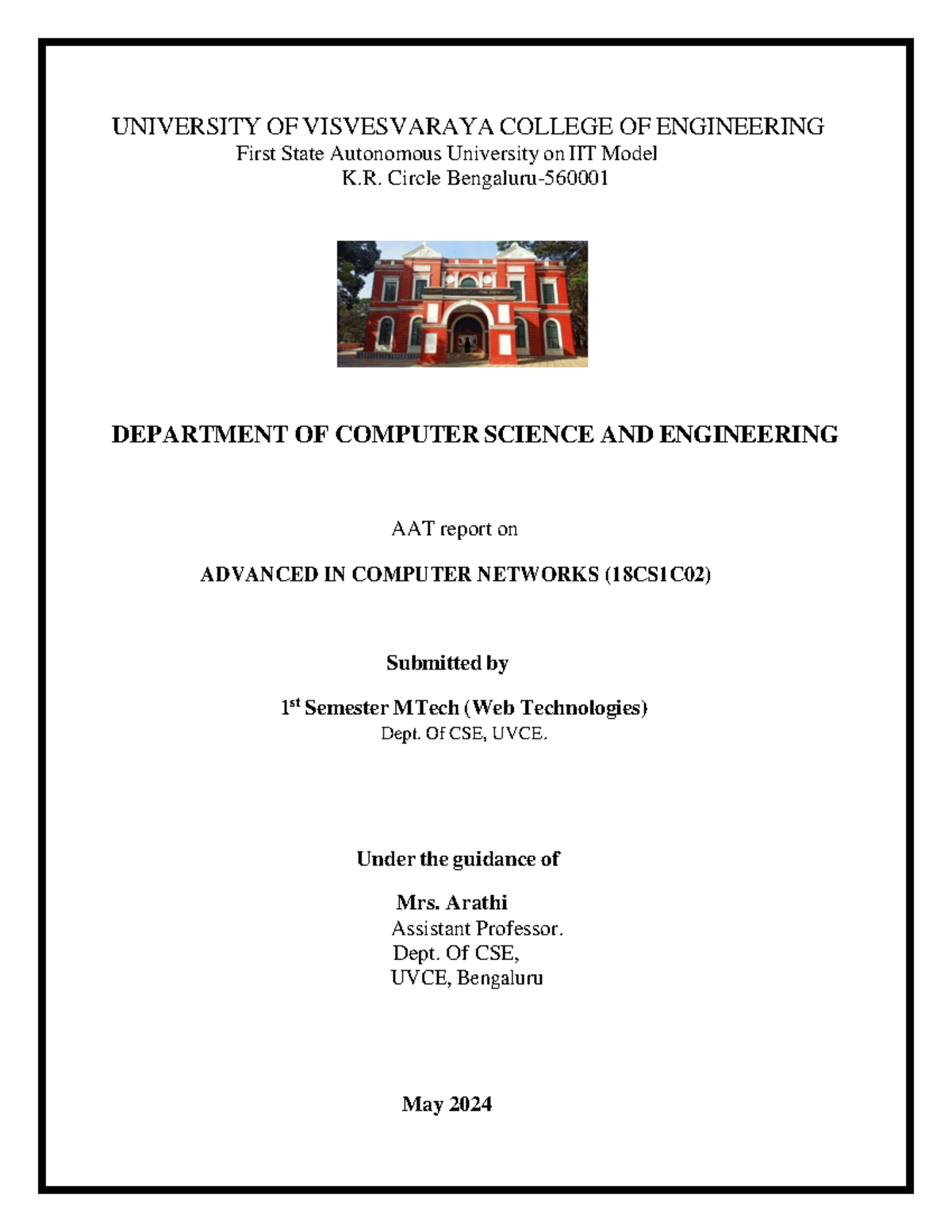 ACN MTech Final Report: Advanced Computer Networks Overview - Studocu