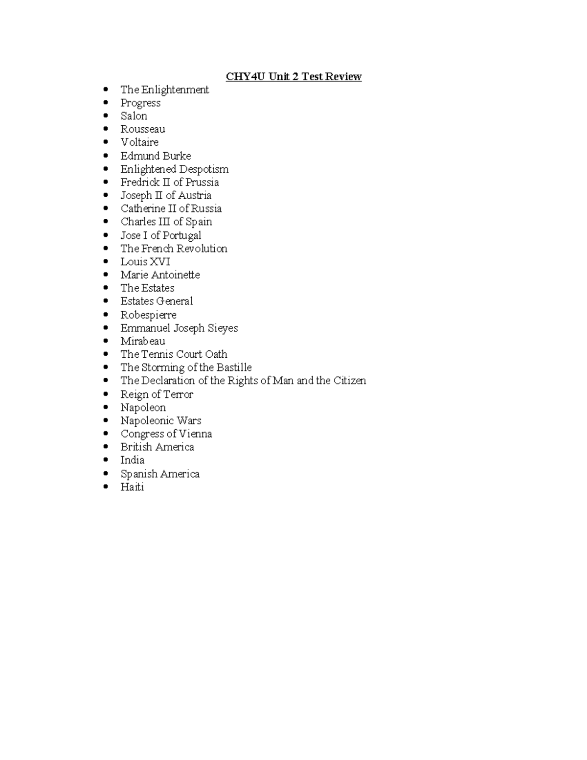 Chy4u unit 2 test review - CHY4U Unit 2 Test Review The Enlightenment ...