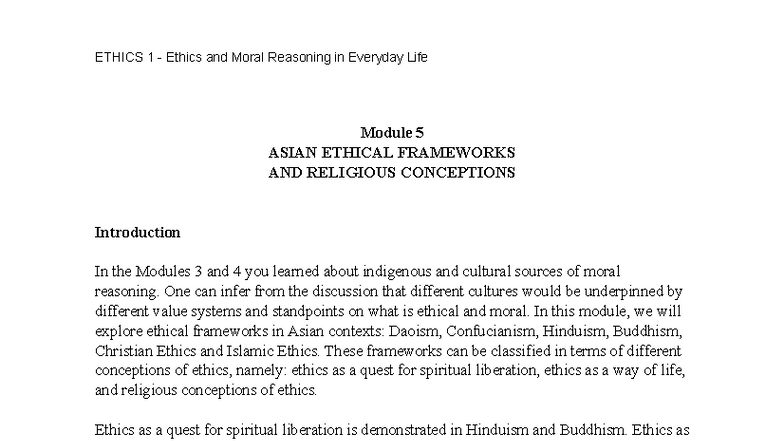ETHICS 1 - Comparative Analysis of Asian Ethical Frameworks in Everyday ...