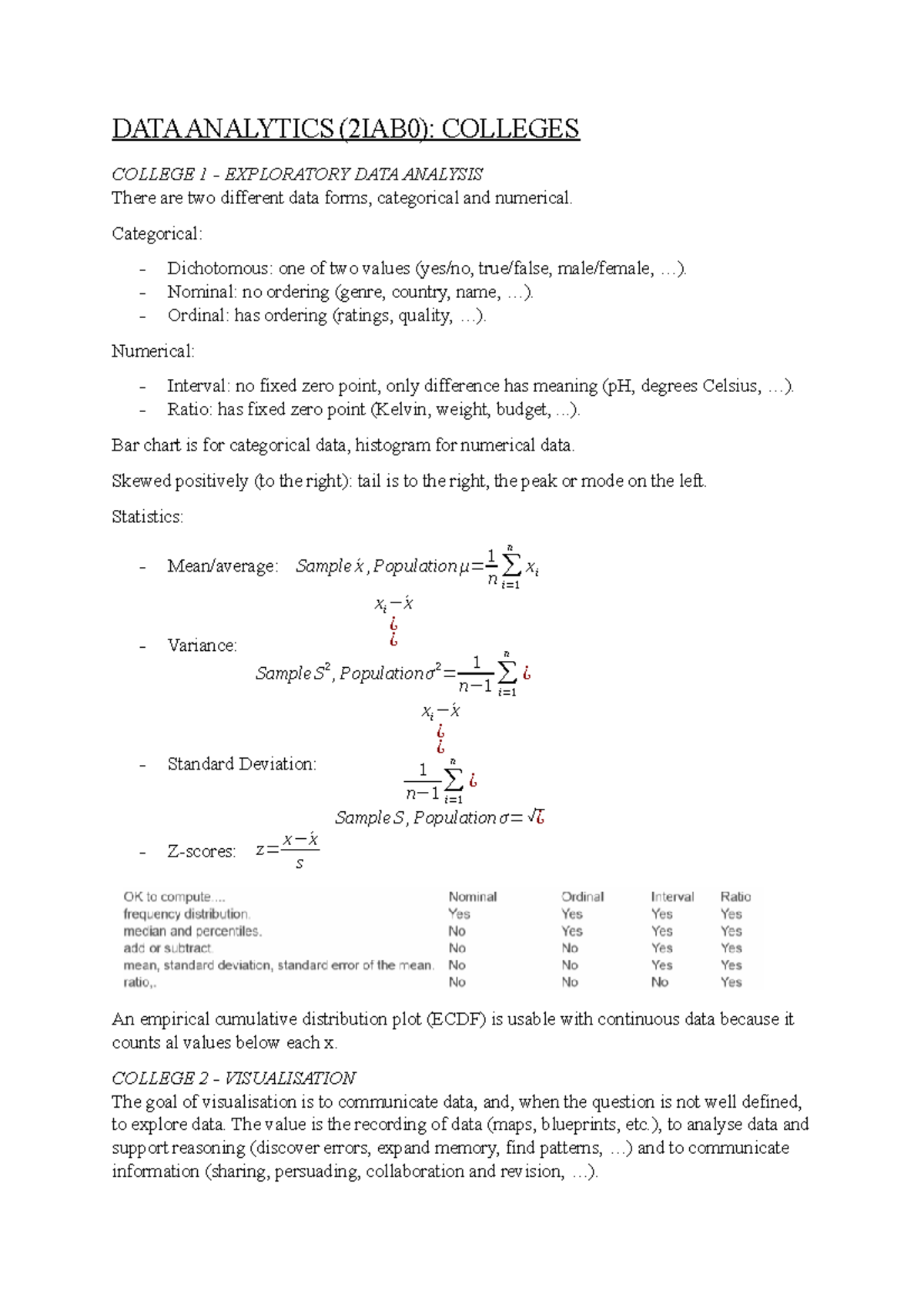 DATA ANALYTICS (2IAB0): Colleges Overview and Methods Explained ...