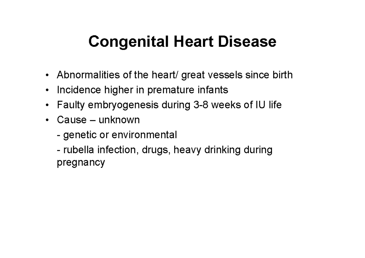 Cvs2 CHD - Overview of Congenital Heart Disease and Vascular ...