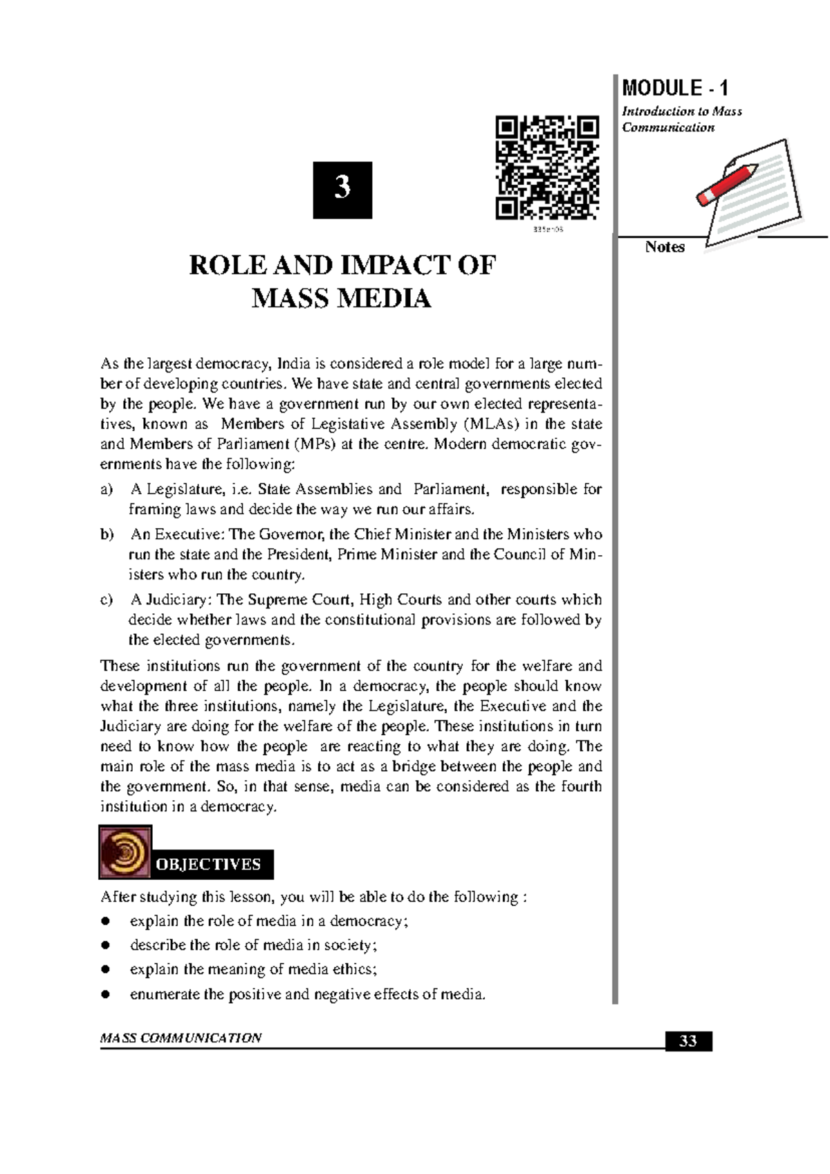 Role and Impact of Mass Media - MODULE 1: Introduction to Mass ...