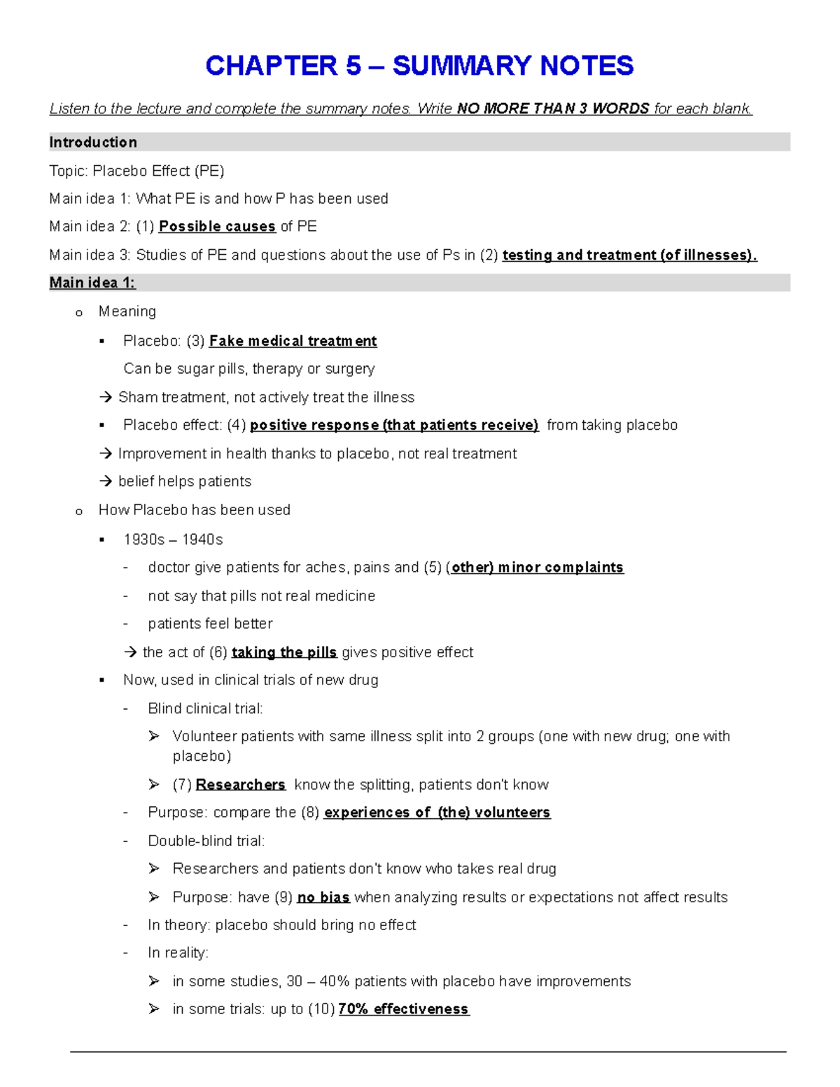 Chapter 05 - Summary notes - CHAPTER 5 – SUMMARY NOTES Listen to the ...