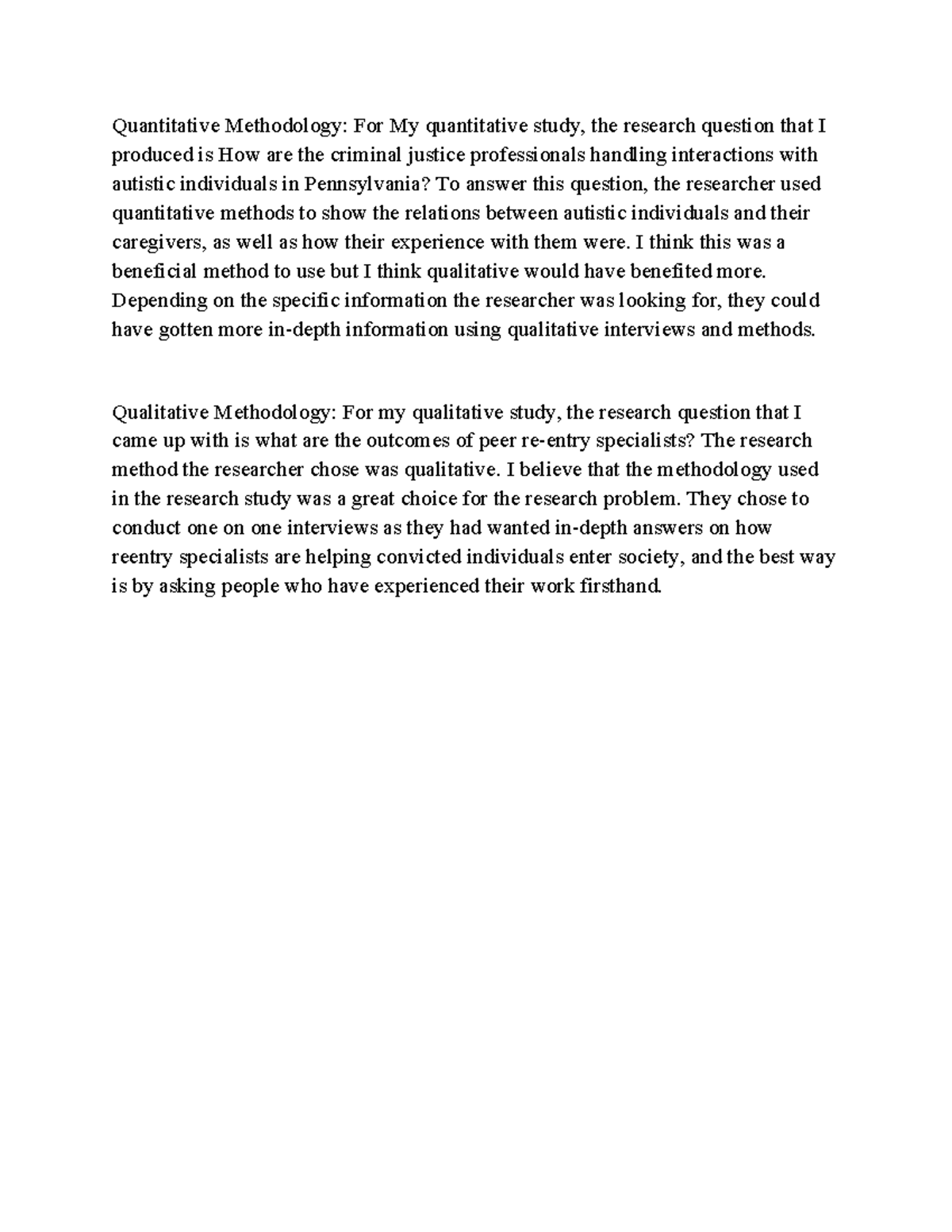 Module Three Journal - Assignment-100% - Quantitative Methodology: For ...