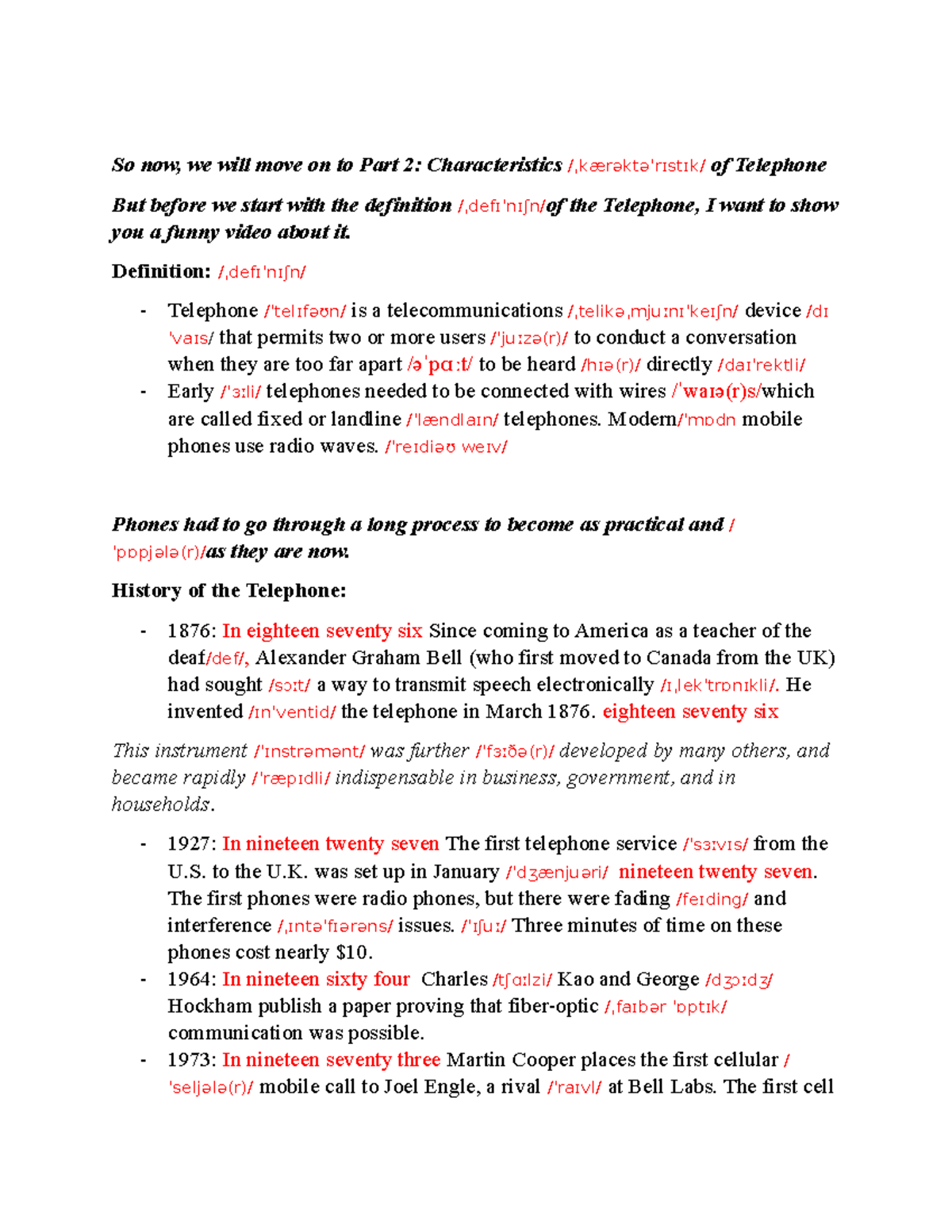 Definition and History of Telephone - So now, we will move on to Part 2 ...