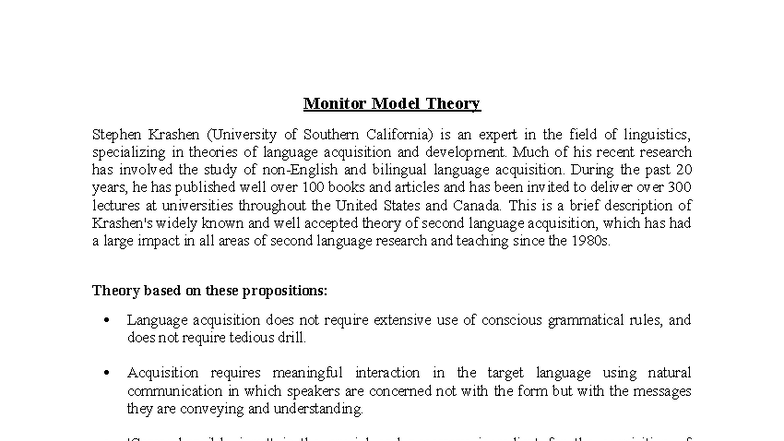 Monitor Model Theory: Insights from Stephen Krashen on Language ...