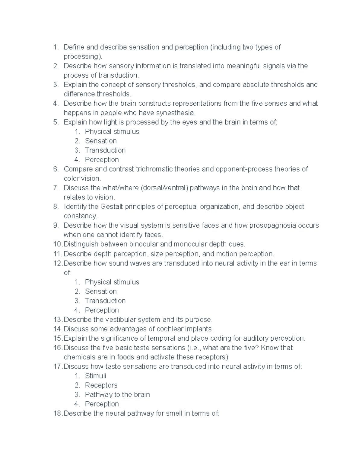 Understanding Sensation and Perception: Key Concepts (PSY 101) - Studocu