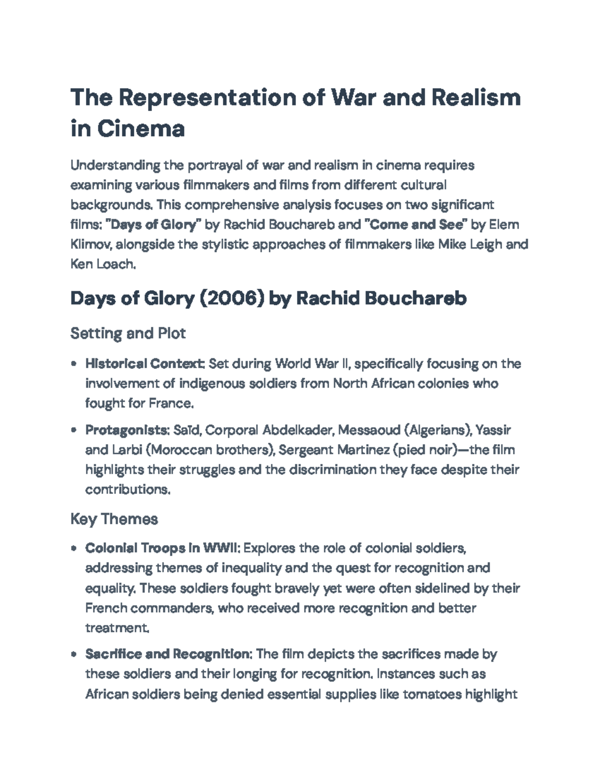 Representation of War and Realism in Cinema: Analyzing Key Films (CINE ...