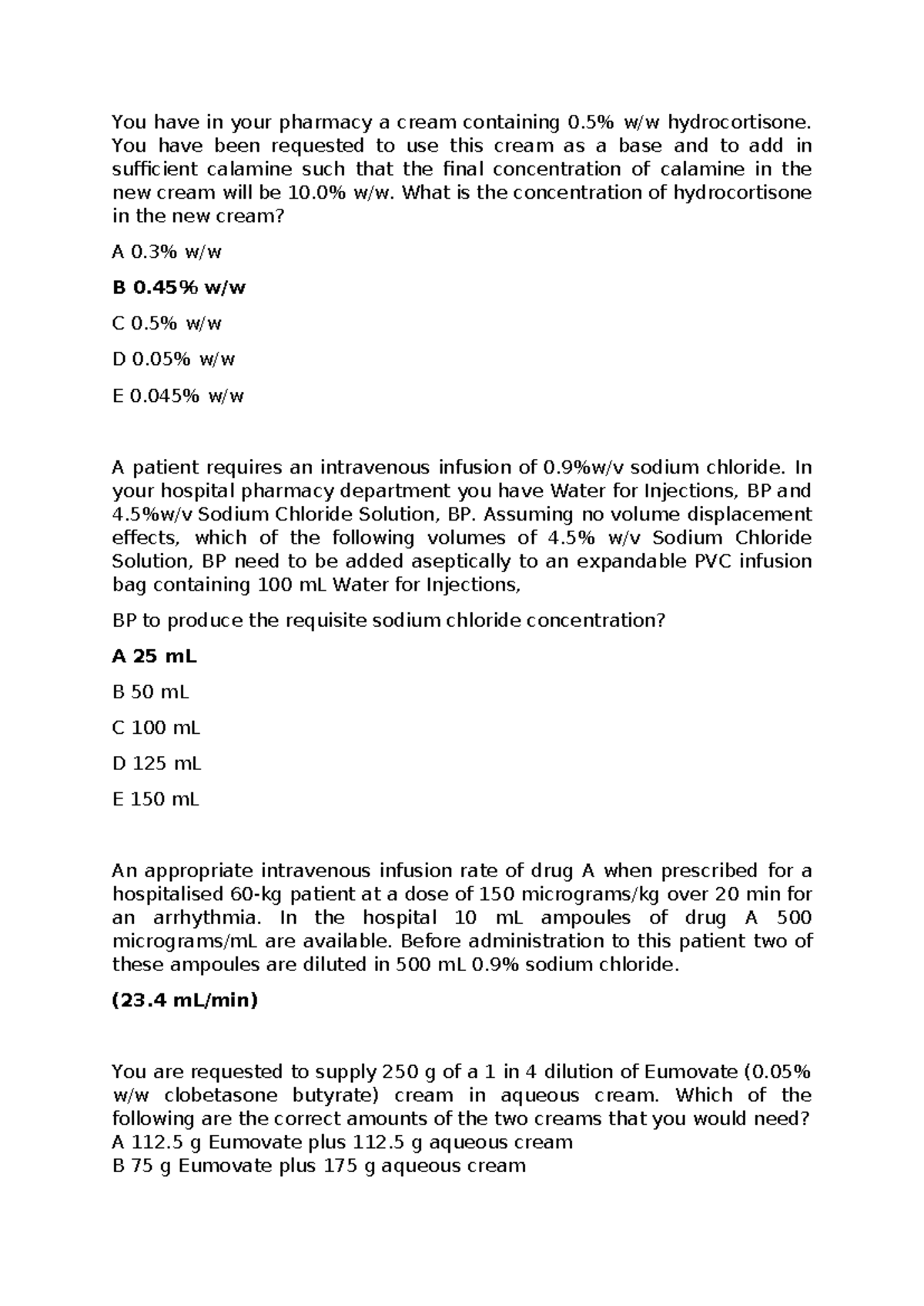 Pharmaceutical Calculations: Hydrocortisone & IV Infusion (Calc GGN ...