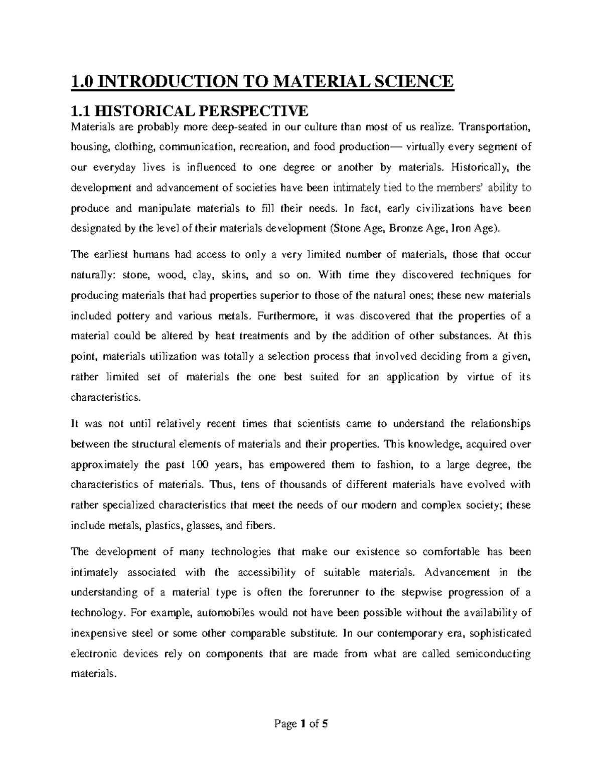 Lesson 1: Intro to Material Science - Historical Perspectives & Applications - Studocu