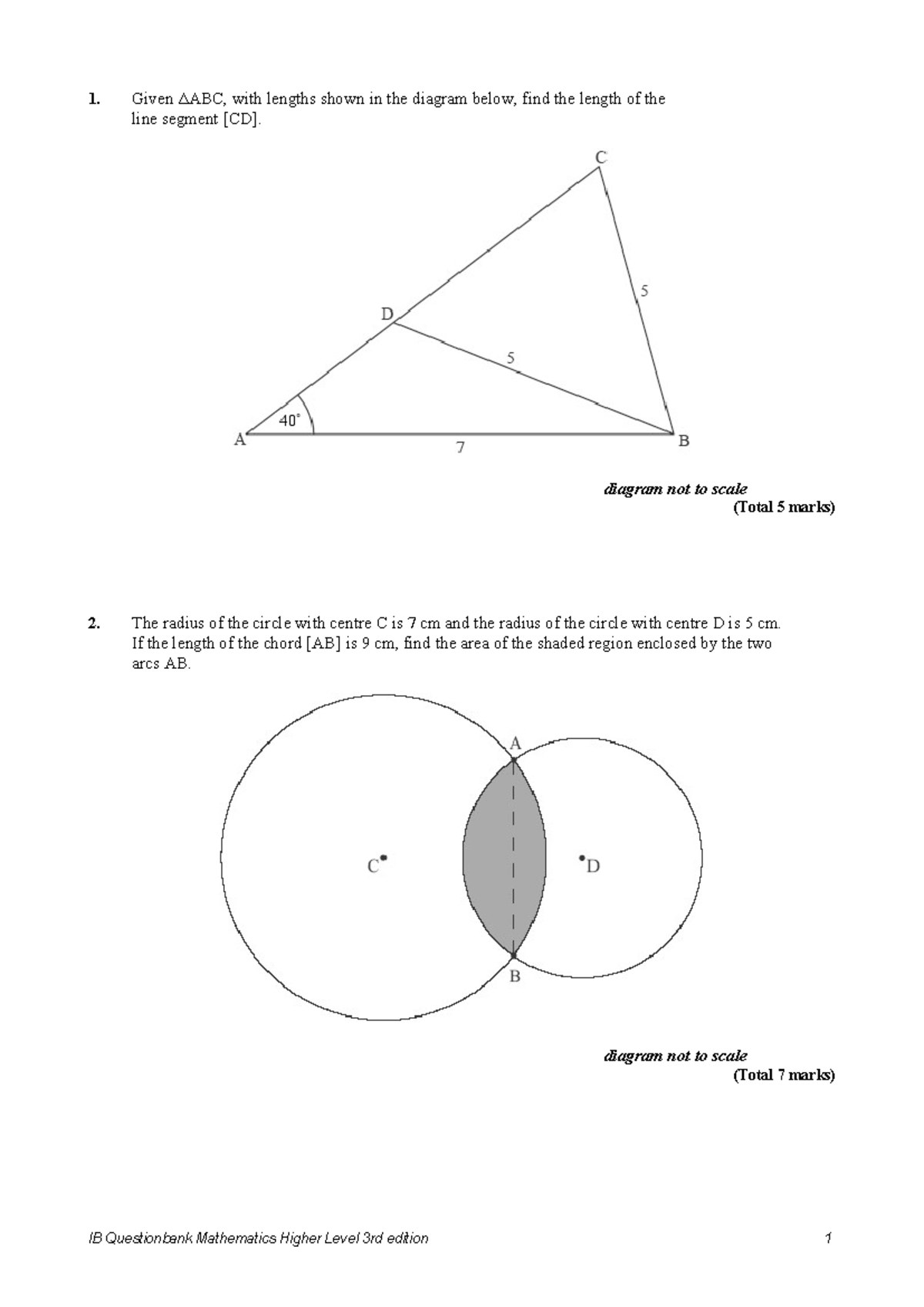 Paper 2 Circular functions and Trig - Given ΔABC, with lengths shown in ...