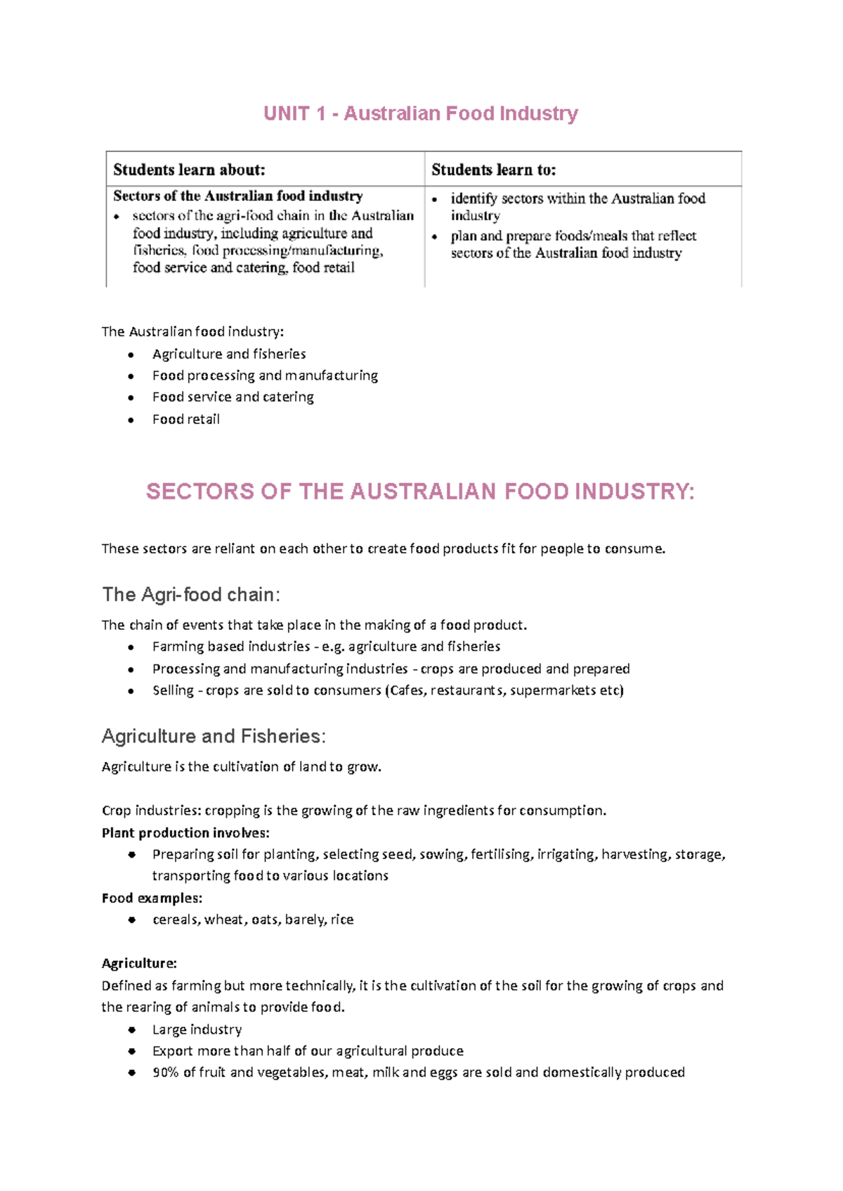 FOOD TECH - AFI: Overview of the Australian Food Industry - Studocu
