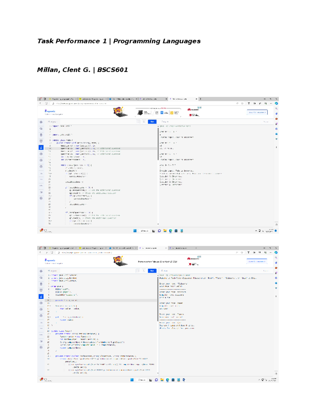Task Performance 1 - Programming Languages | BSCS - Studocu