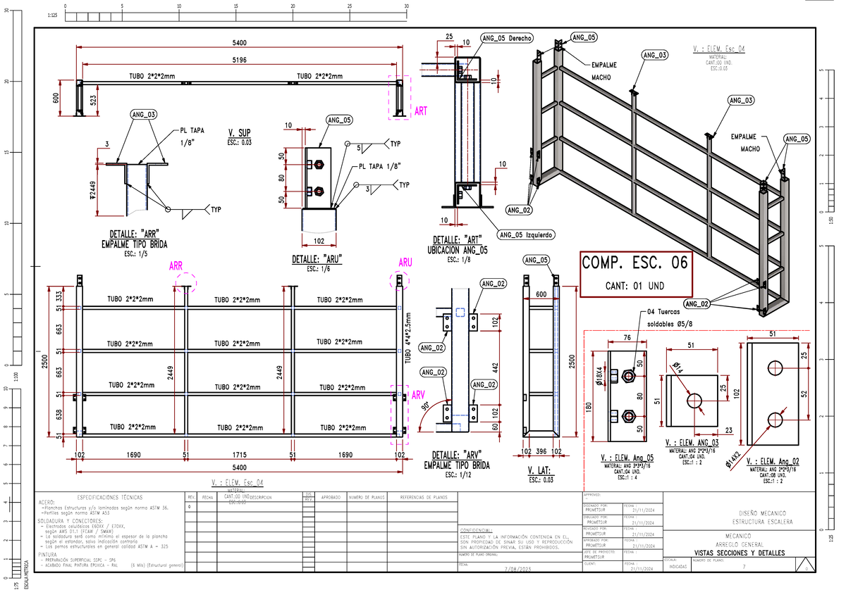 Plano ESC. COMP. 06 - Detalles de Estructuras y Materiales Técnicos ...