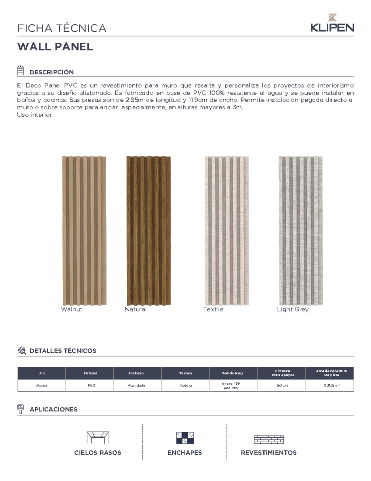 FT WALL Panels Klipen - Descripción del wall panel y su formato - DETALLES TÉCNICOS FICHA ...