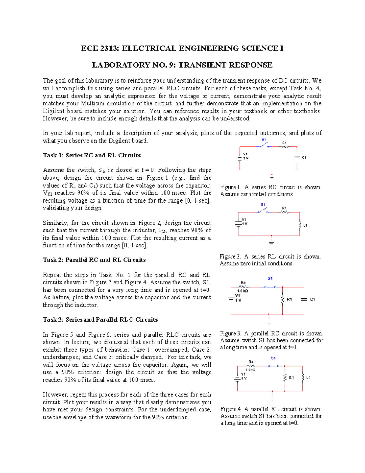 ECE 2313 Lab 09: Analyzing Transient Response in RLC Circuits - Studocu