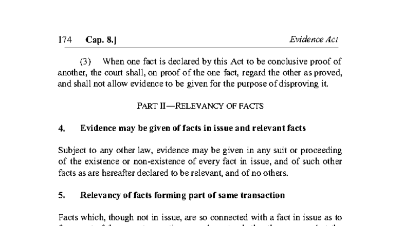 Evidence Act 174-29: Key Provisions and Relevant Facts - Studocu