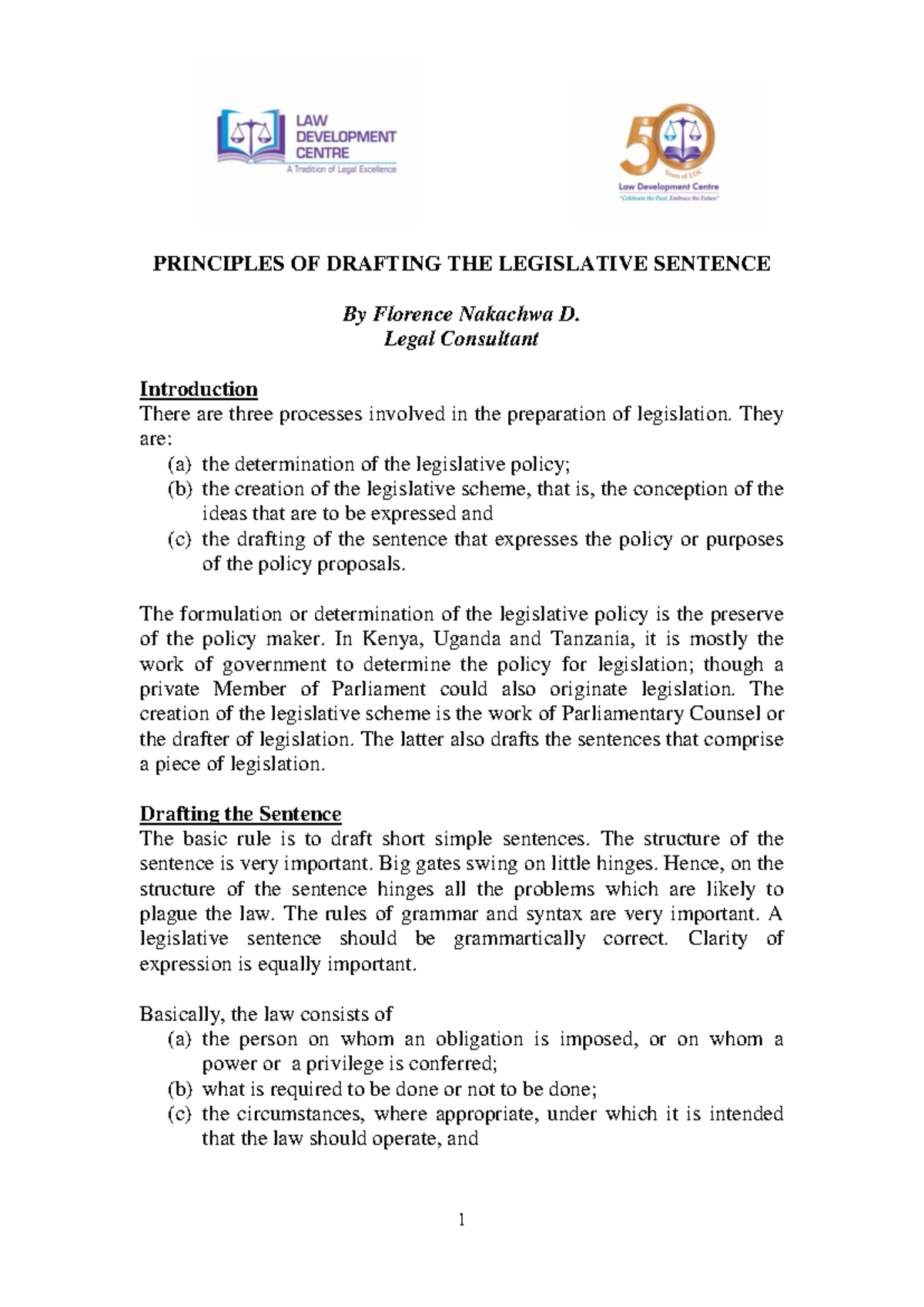 Principles of Legislative Sentence Drafting - Legal Writing Guide - Studocu