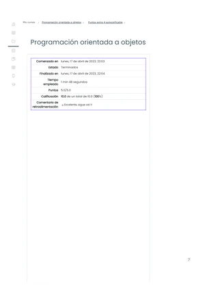 Examen tercer parcial Revisión del intento programacion orientada a objetos - Programación ...