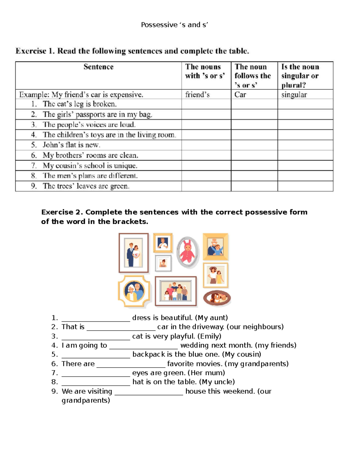 Possessive Forms: Exercises for Grammar Mastery - Studocu