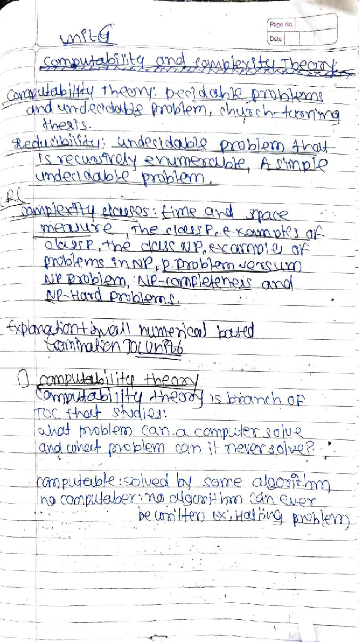 TOC 76: Computability & Complexity Theory Exam Notes - Studocu