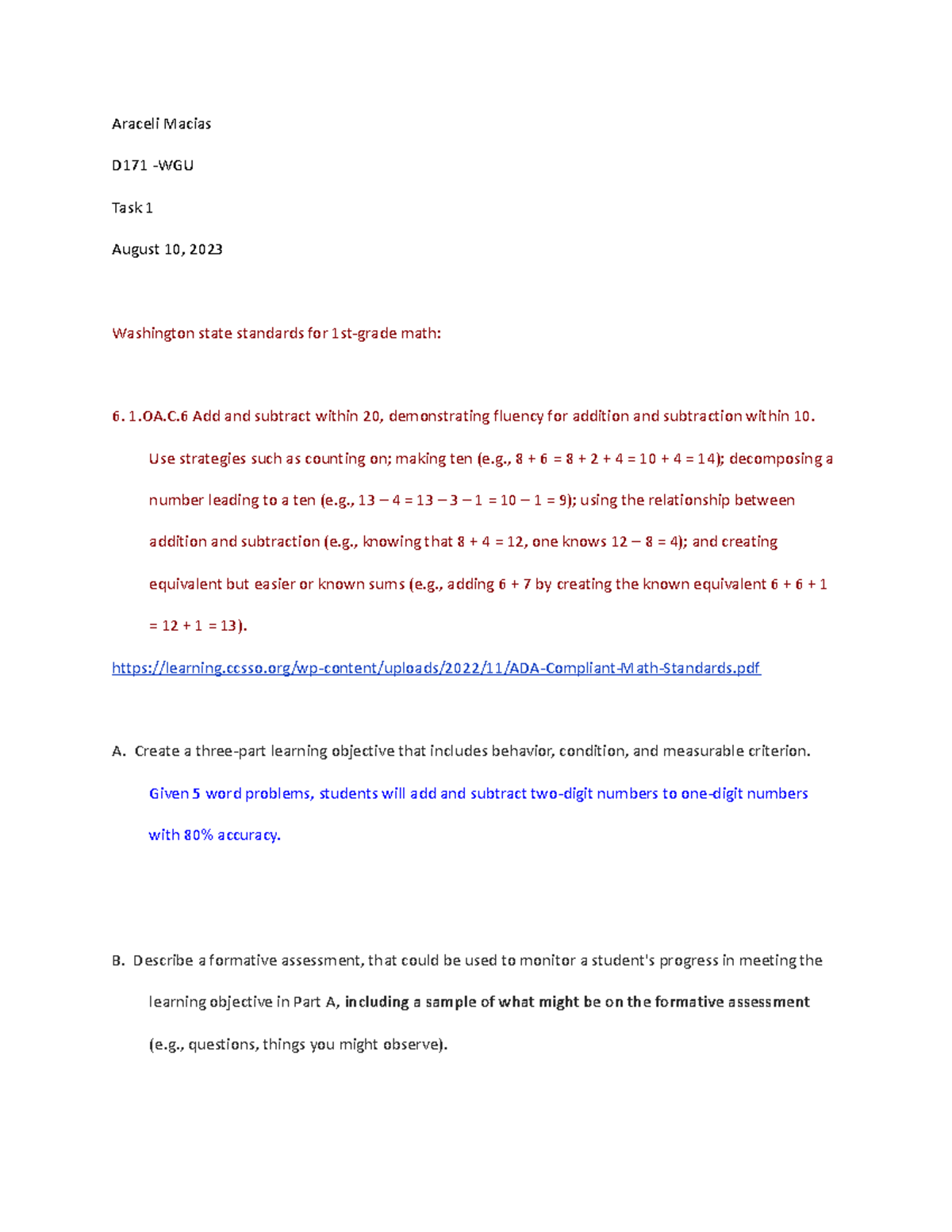 D171-Task1 - Differentiated Instruction & Formative Assessments ...