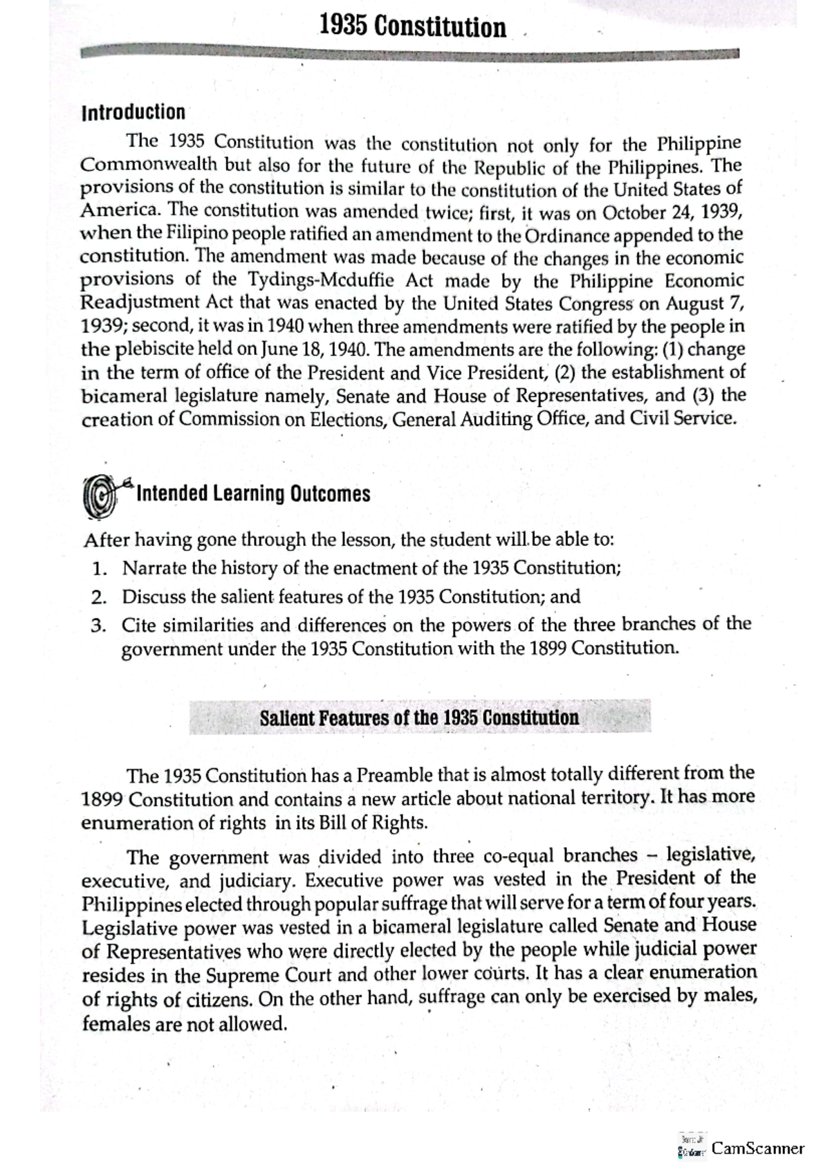 1935-1940 PH Constitution: Key Amendments & Government Structure Notes ...