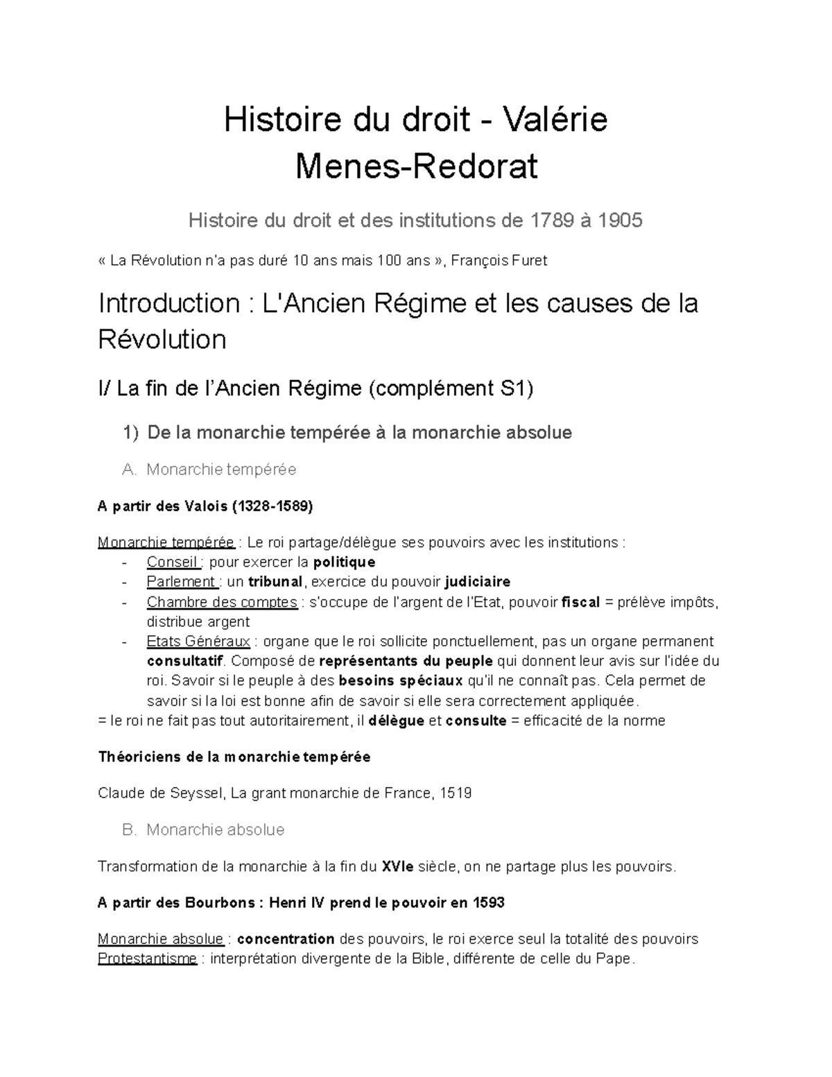 Histoire du Droit et des Institutions (1789-1905) - Cours MENES REDORAT ...