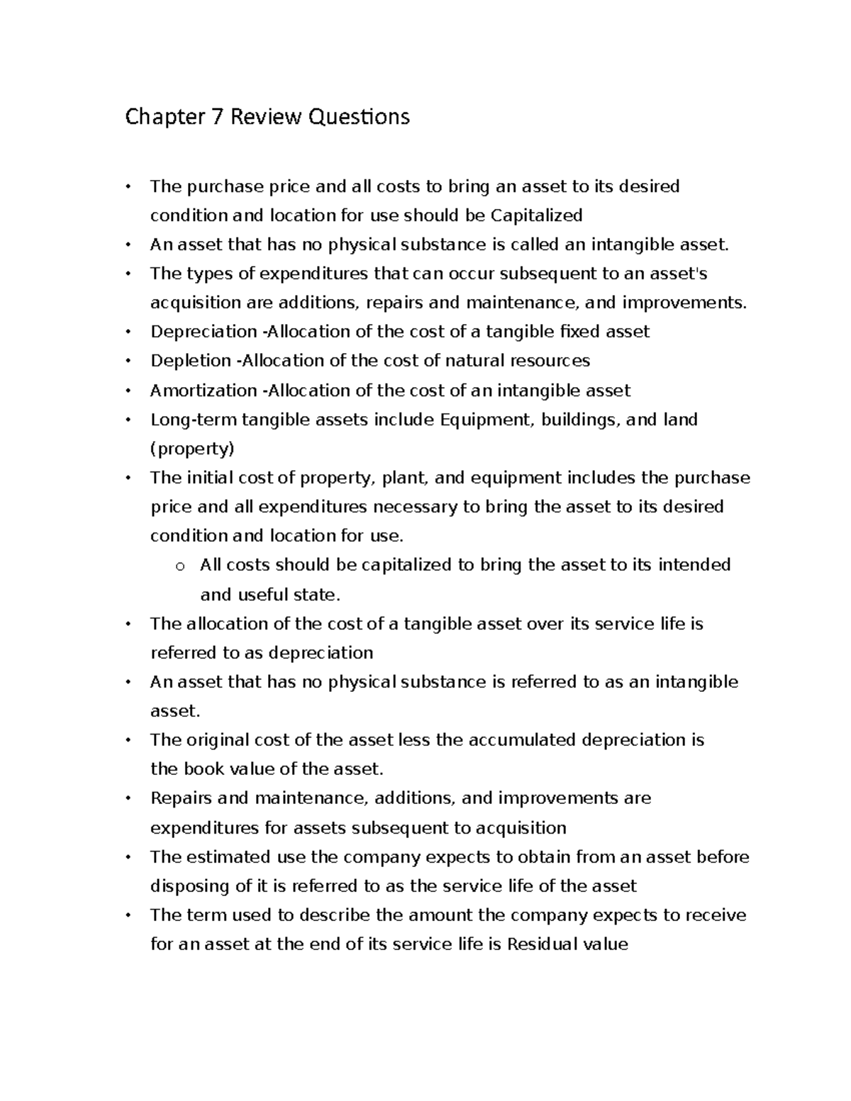 Chapter 7 Review Questions - Chapter 7 Review Questions The purchase ...