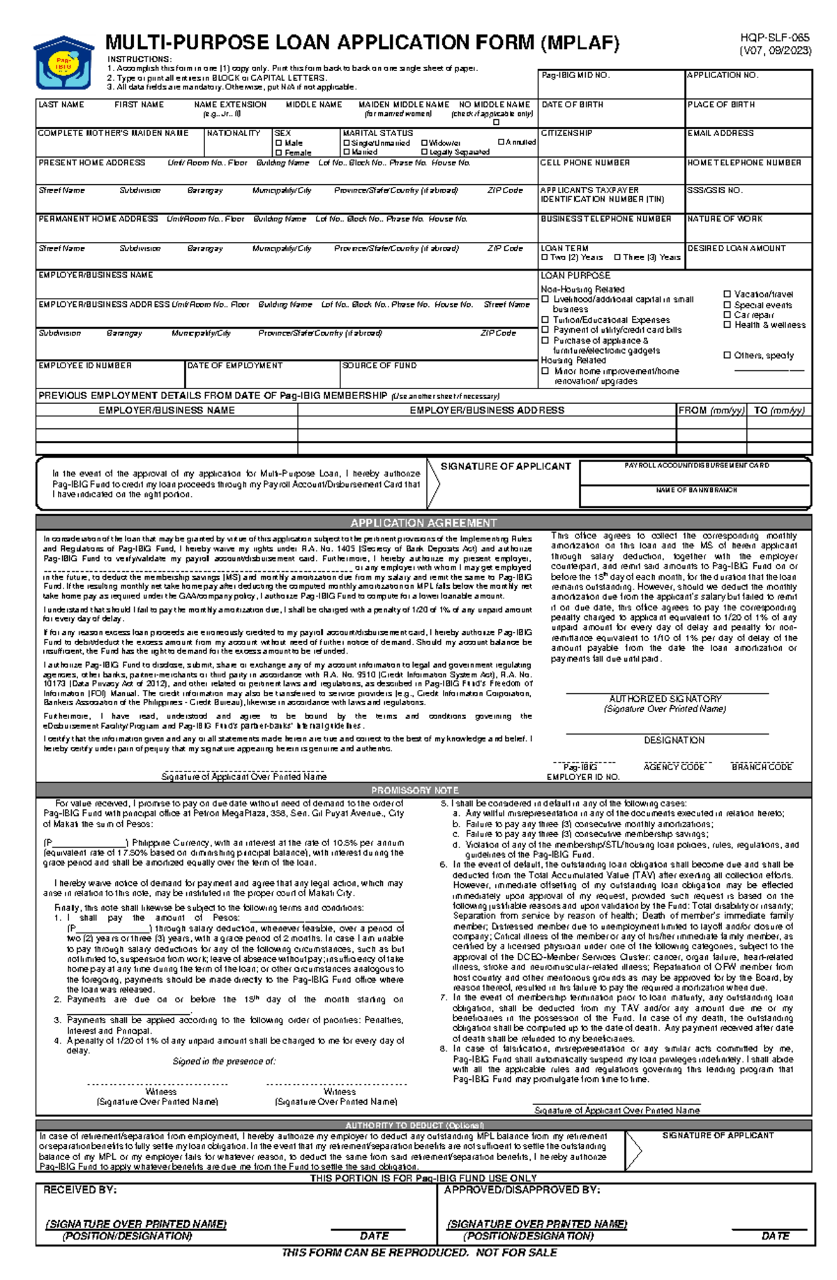 Pag-IBIG Multi-Purpose Loan Application Form (MPL) - Philippines - Studocu