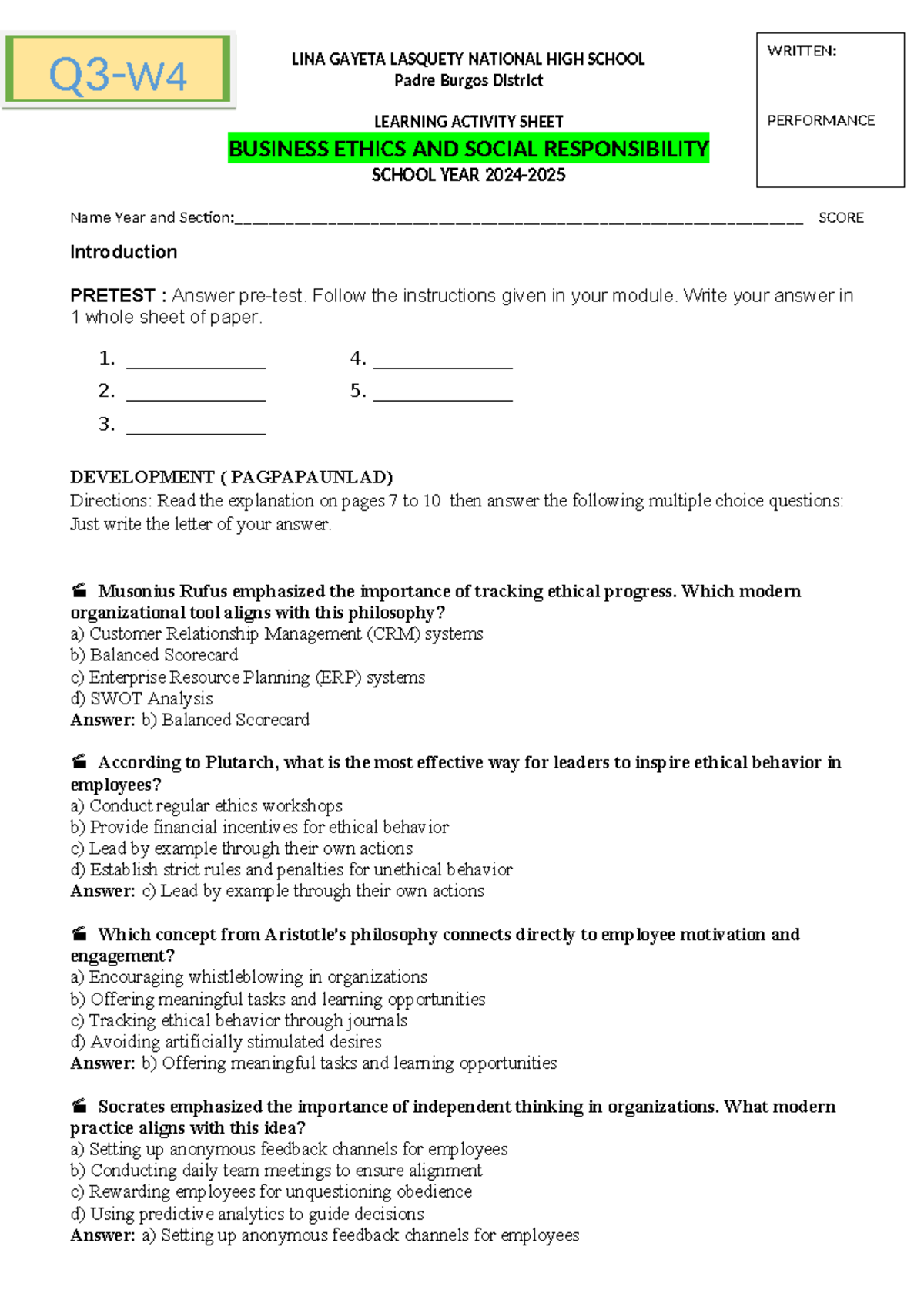 Activity Sheet: BUSN Ethics Q3 W5 - Business Ethics & Social ...