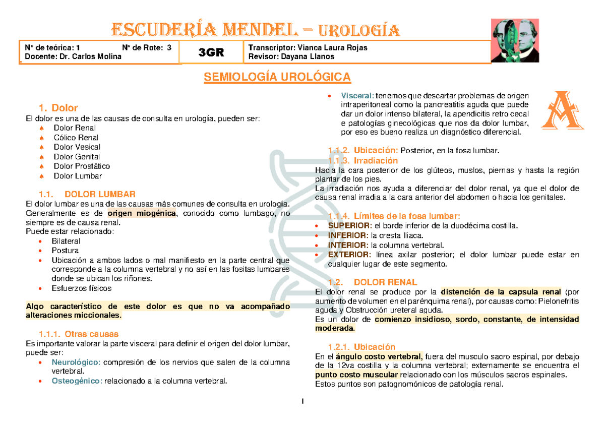 R3-UR1: Notas de Semiología Urológica y Dolor Renal - Studocu