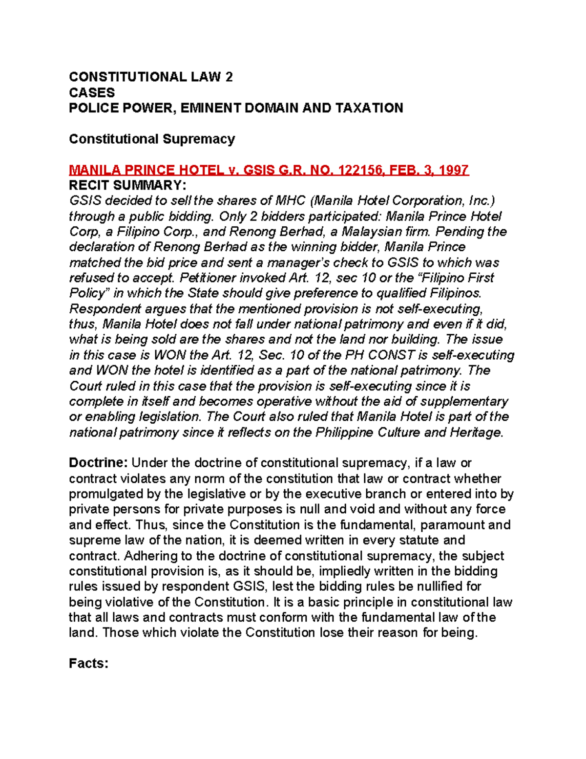 Constitutional Law 2 Case Digests: Police Power, Eminent Domain ...