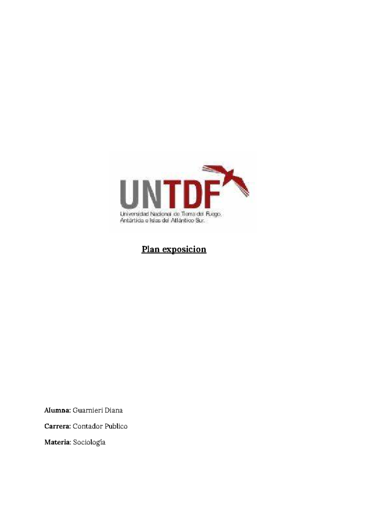 Plan de Exposición Final 2025 - Sociología - Contador Público - Studocu