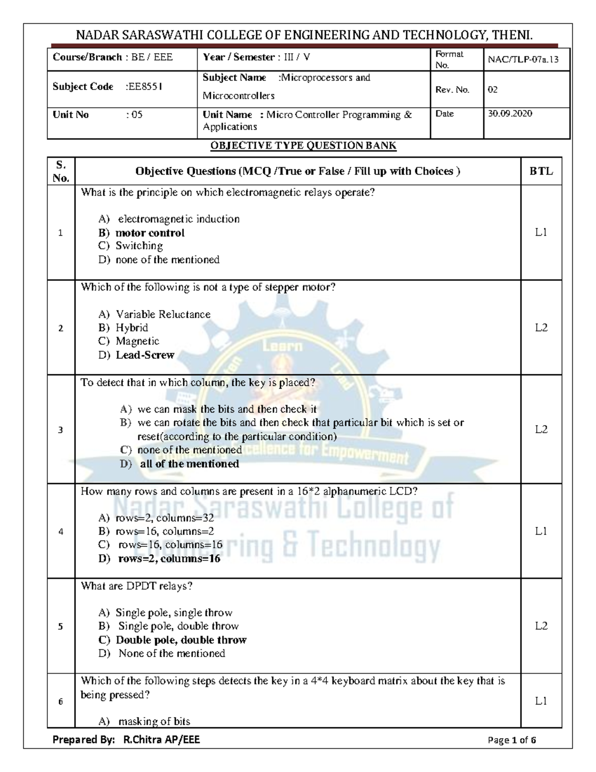 Microprocessors and Microcontrollers (EE) - Unit 5 Question Bank - Studocu