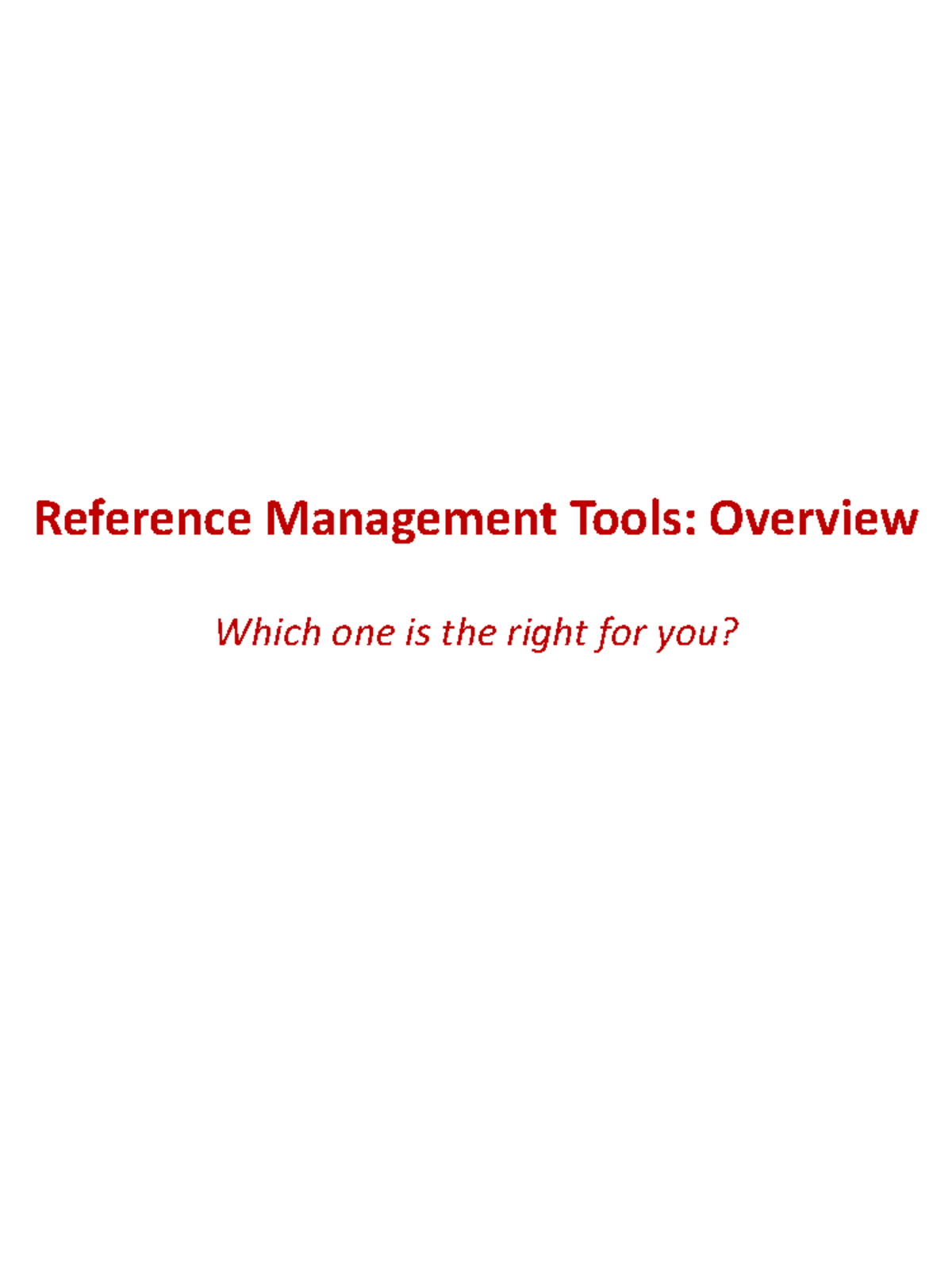 Reference Management Tools Overview: Mendeley, EndNote, Zotero - Studocu