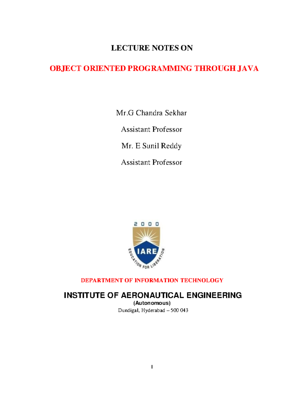 Nullprogramming2 - LECTURE NOTES ON OBJECT ORIENTED PROGRAMMING THROUGH ...
