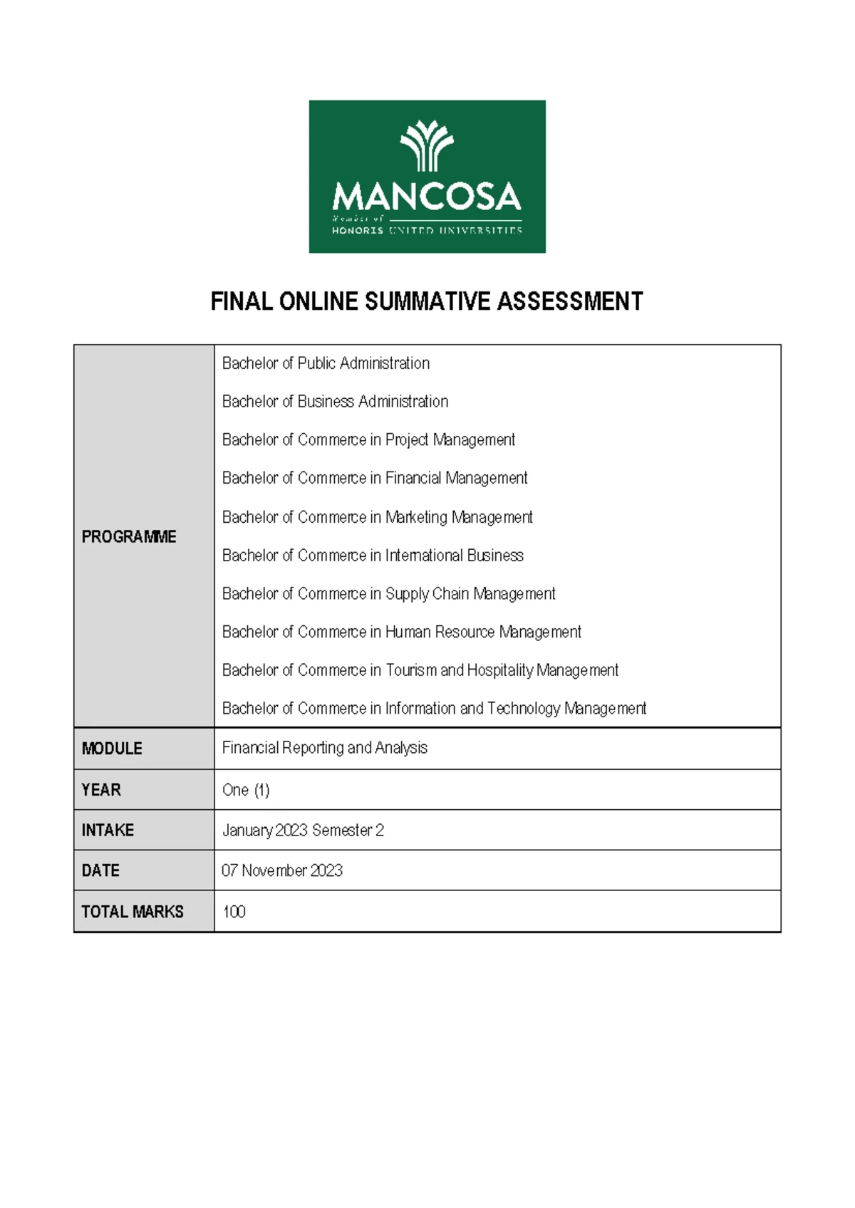 Financial Reporting and Analysis Module Guide (NQF Level 5) - Studocu
