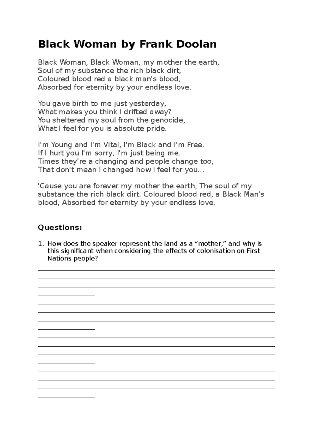 First Nations Poetry Workbook: Exploring Identity and Resistance - Studocu