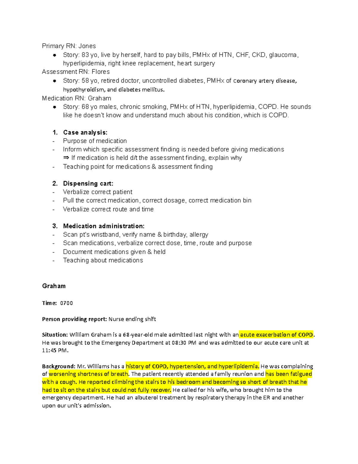 ADN 301: Adult Health Case Study Notes on Patient Assessments - Studocu